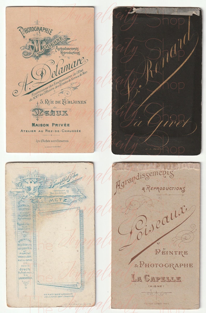 French Cabinet Card Backs INSTANT Digital Download; Old Photos ...