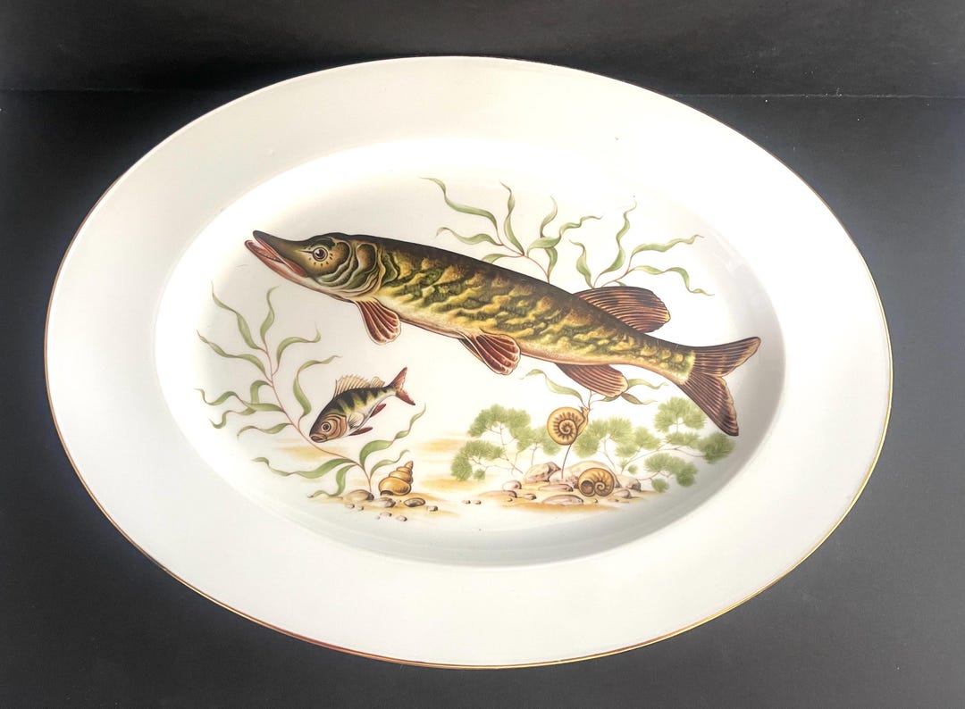 Vintage JK Bavaria Fine Porcelain Freshwater Fish Platter Western ...