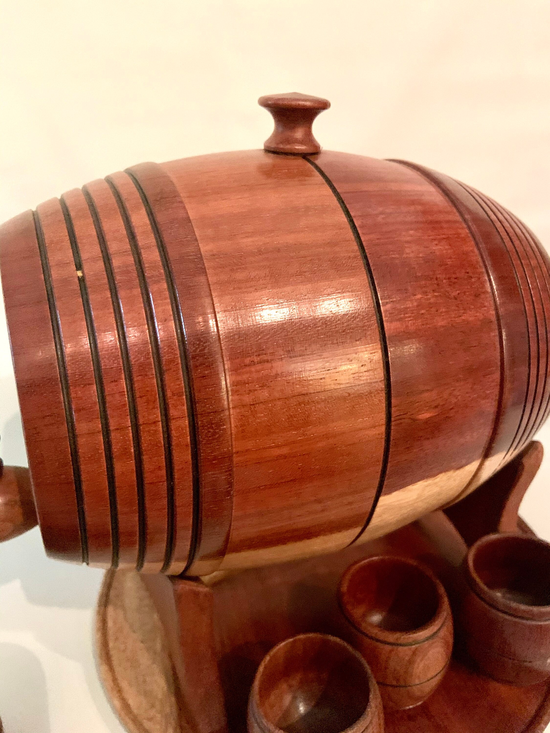 Vintage Wood Whiskey Barrel Keg Decanter With Shot Glasses - Etsy