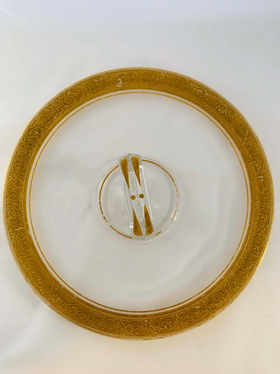 Elegant Glass Gold Rimmed Center-handled Sandwich, Tidbit Plate - Etsy