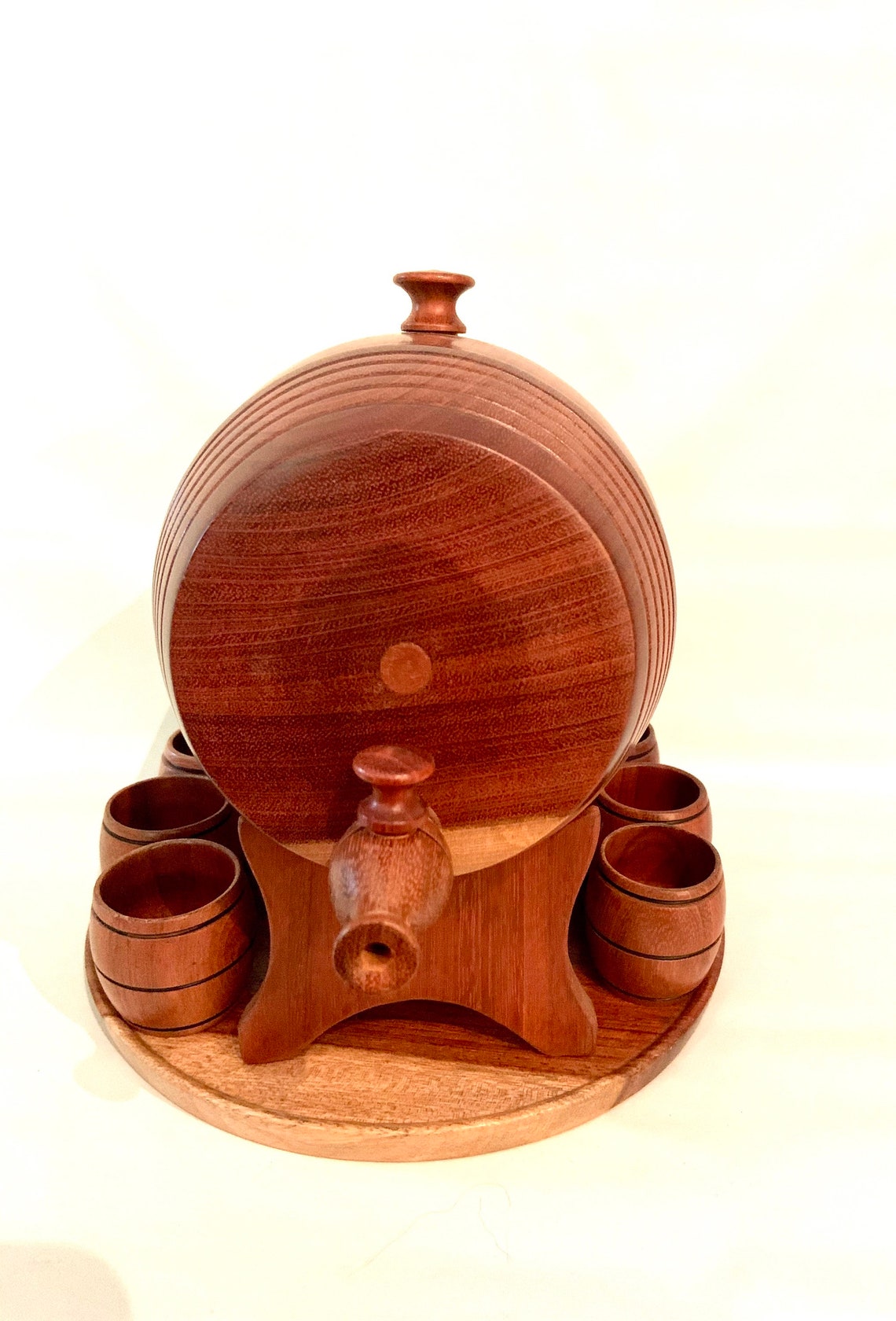 Vintage Wood Whiskey Barrel Keg Decanter With Shot Glasses - Etsy