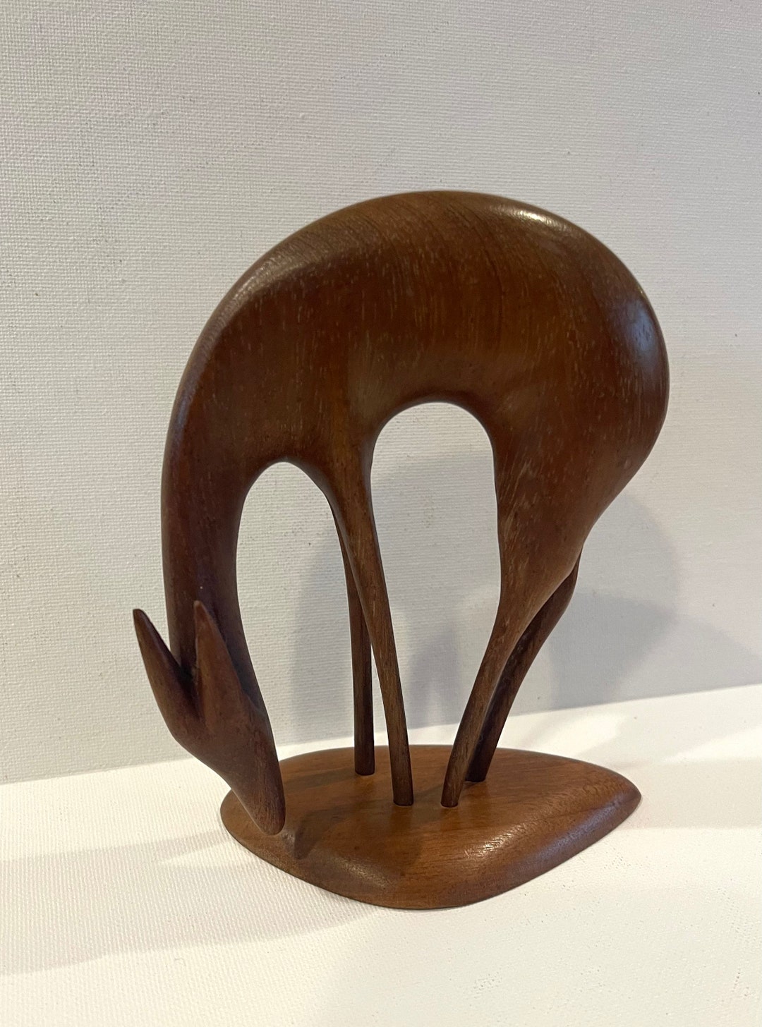 MCM Hand Carved Walnut Deer Statue by K.N. Bergen Handmade in - Etsy