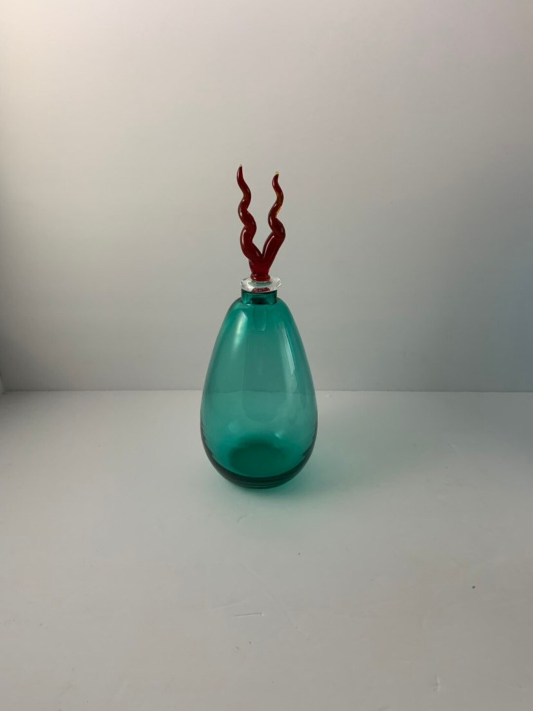 Marcello Furlan Signed Green and Red Blown Art Glass Bottle - Etsy