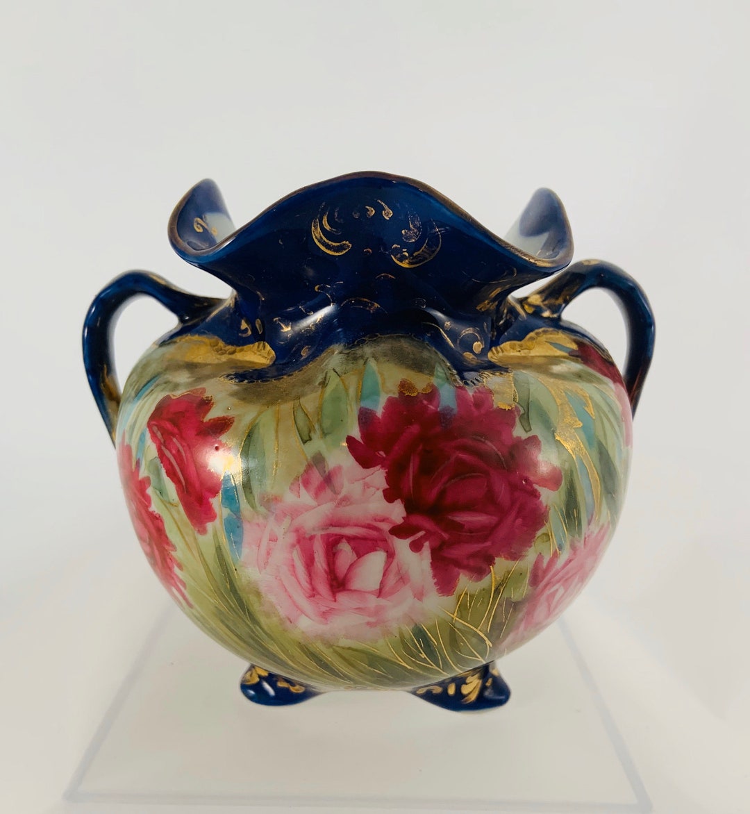 Antique Nippon Morimura Gumi Cobalt Chrysanthemum Three Footed Rose ...