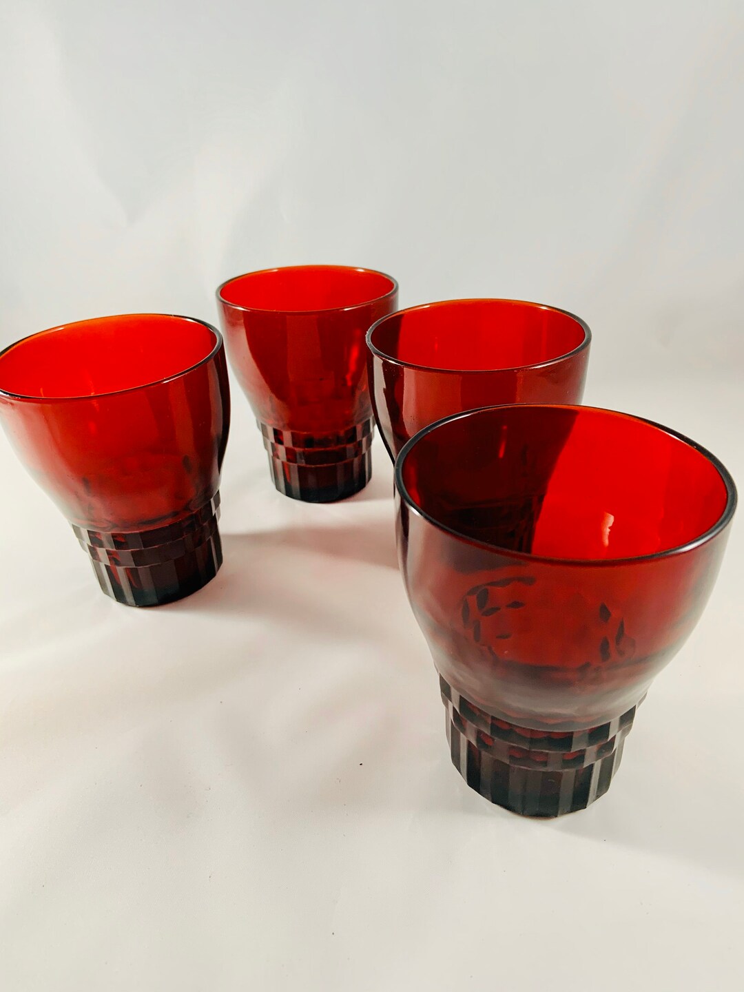 Vintage Anchor Hocking Royal Ruby Windsor Pattern Set of 4 Water ...