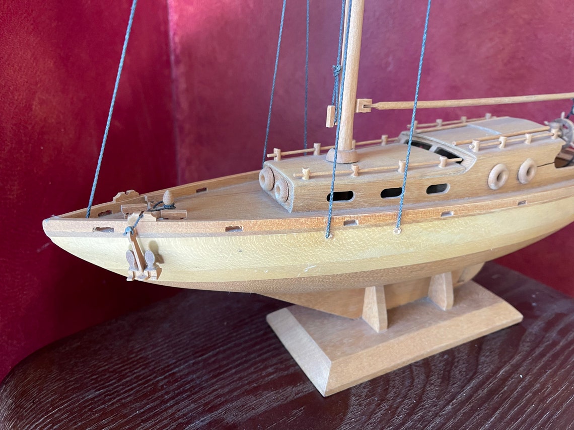 Handcrafted Wooden Yacht Model - Etsy
