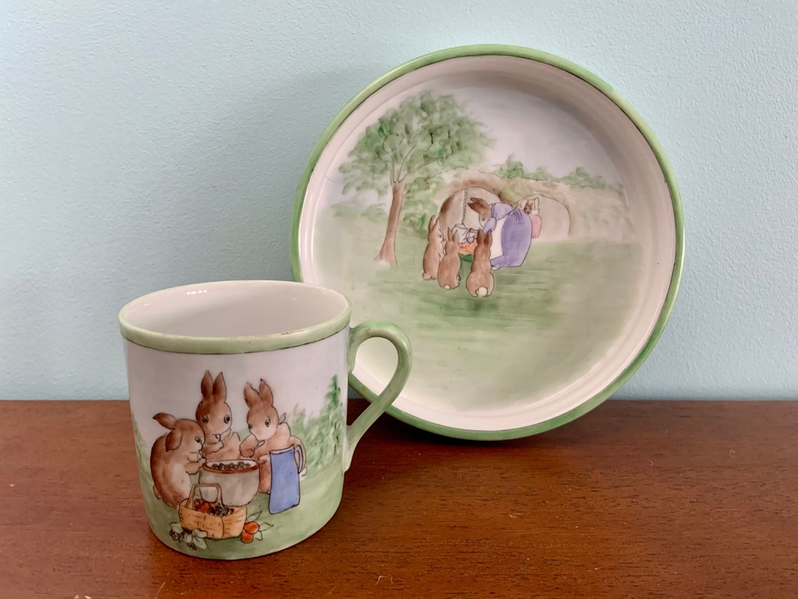 Vintage Hand-painted Peter Rabbit Childrens Plate and Mug Set - Etsy