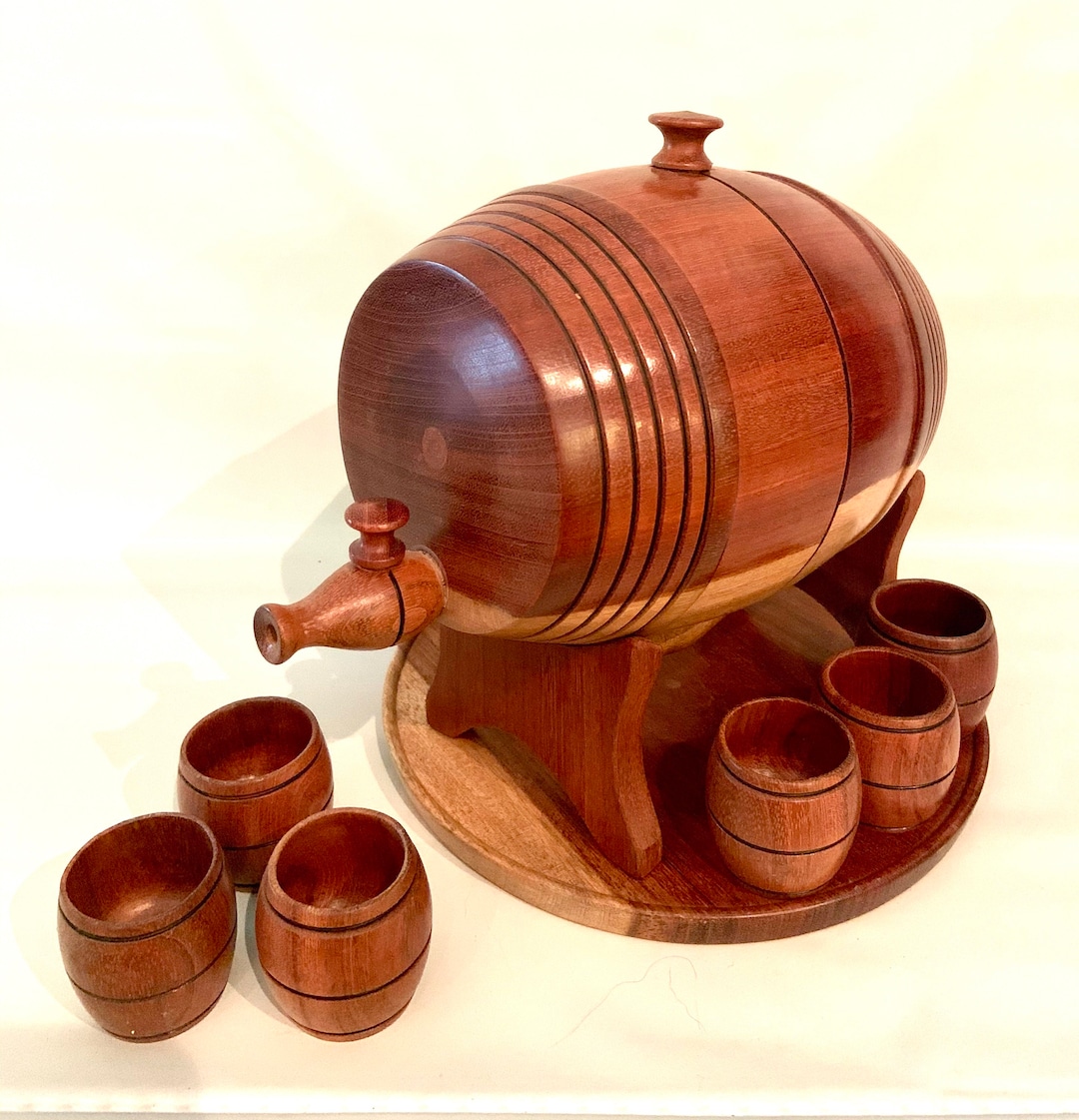 Vintage Wood Whiskey Barrel Keg Decanter With Shot Glasses - Etsy