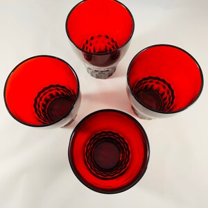 Vintage Anchor Hocking Royal Ruby Windsor Pattern Set of 4 Water ...