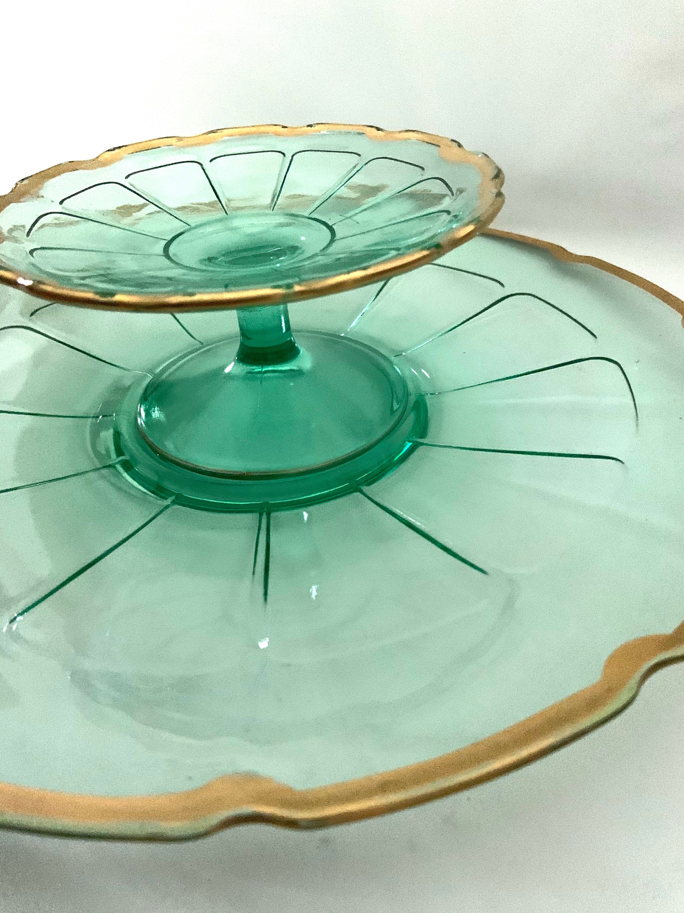 Diamond Glass Co. Victory Pattern Two Piece Cheese and Cracker | Etsy