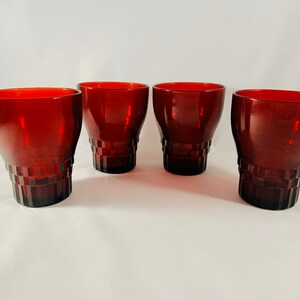 Vintage Anchor Hocking Royal Ruby Windsor Pattern Set of 4 Water ...