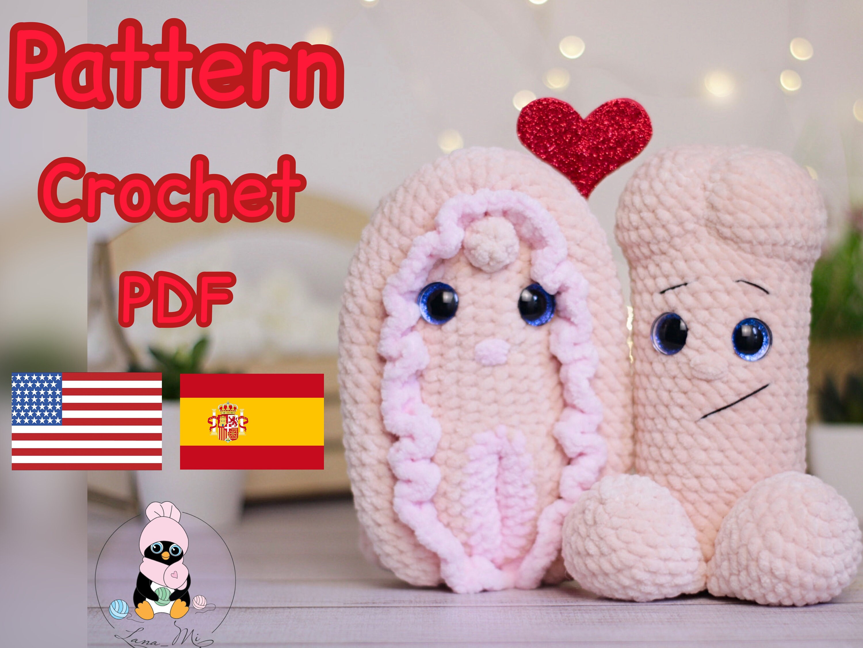 Dick And Vulva Amigurumi Pdf Pattern Crochet Dick And Vagina Etsy