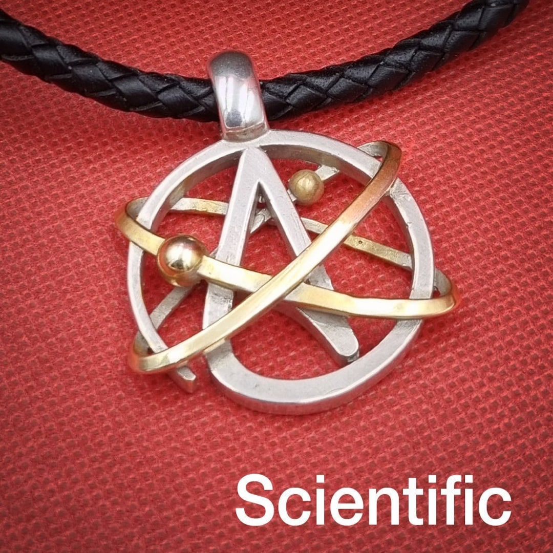 Atheist Pendant 2 Necklace Silver 925 scientific Atheism - Etsy