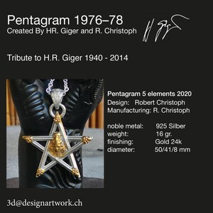 Pentagram, 5 Elements, Silver 925. Tribut to HR Giger, Limitierte ...