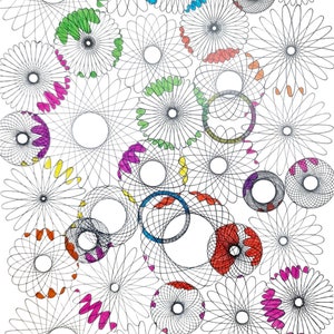 Spirograph Art. Black Spirographs With Edges Coloured in to Give an Abstract Effect. - Etsy UK