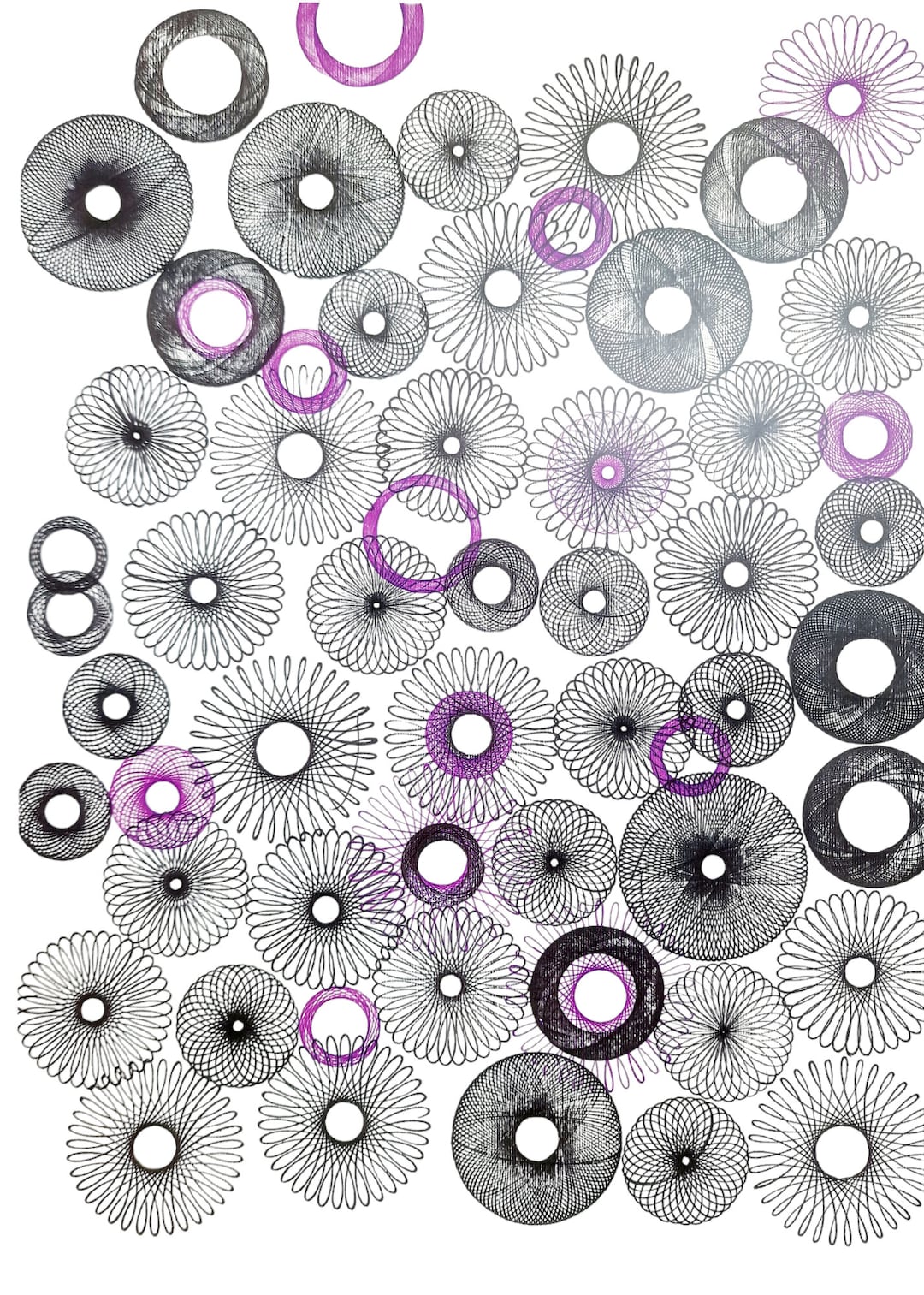 Spirograph Art. Purple and Black Spirographs. A3 Size. - Etsy