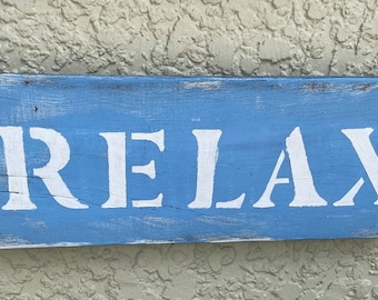 Surf Shack Reclaimed Wood Custom Sign Relax Craft Rustic Sign Wall Art ...