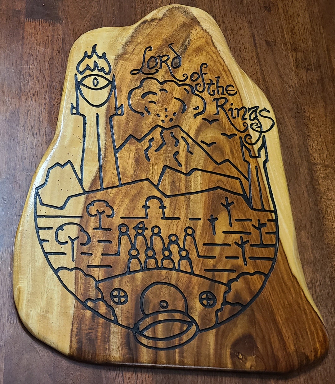 LOTR Lord of the Rings Hand Carved Crafted Live Edge Wood Sign the ...