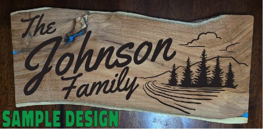 Hand Carved Custom Wood Live Edge Cabin & Cottage Engraved Sign ...