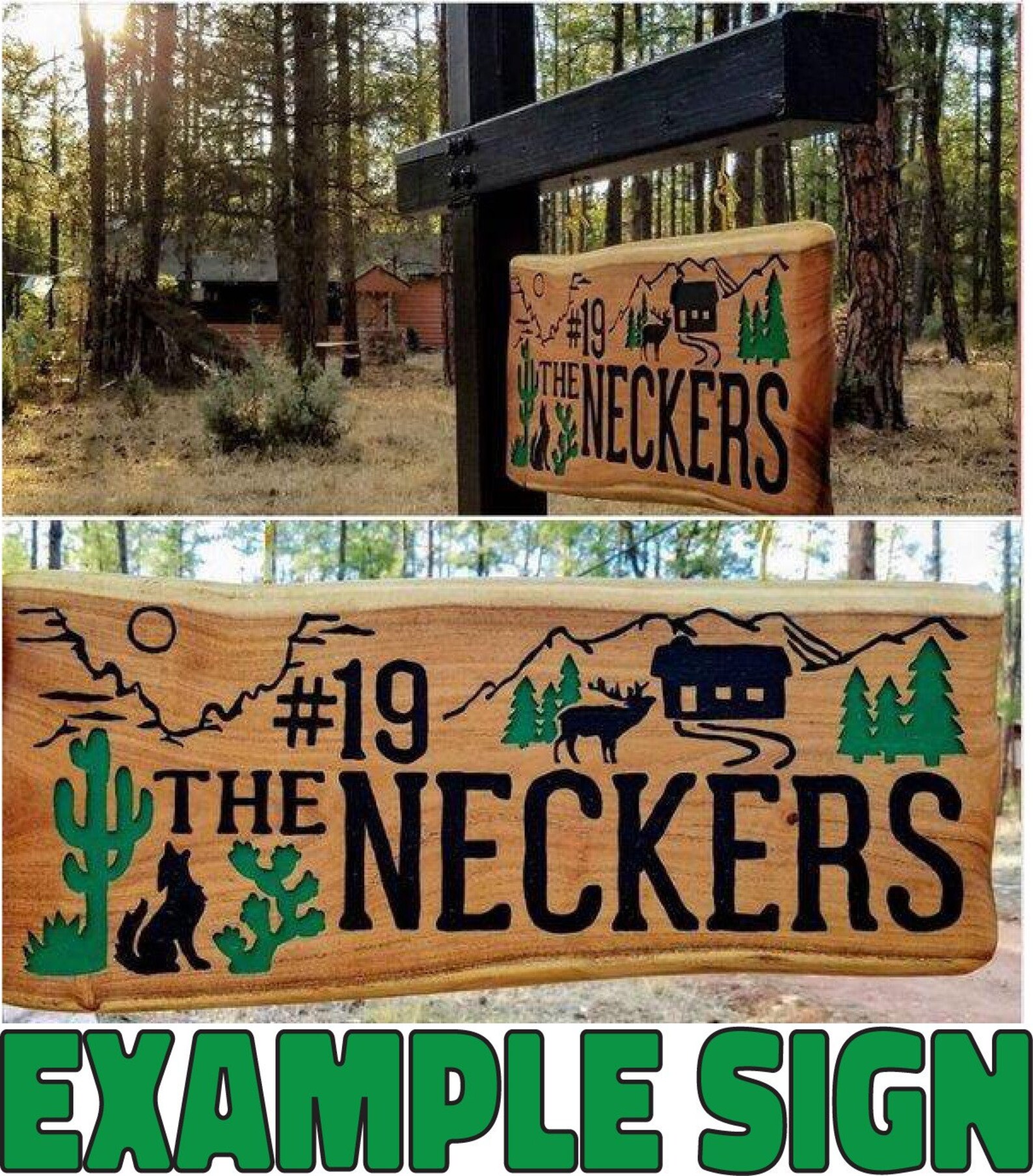 Hand Carved Custom Wood Live Edge Cabin & Cottage Engraved Sign ...