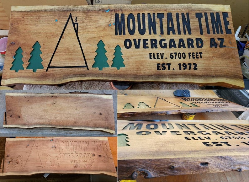 Hand Carved Custom Wood Live Edge Cabin & Cottage Engraved Sign ...