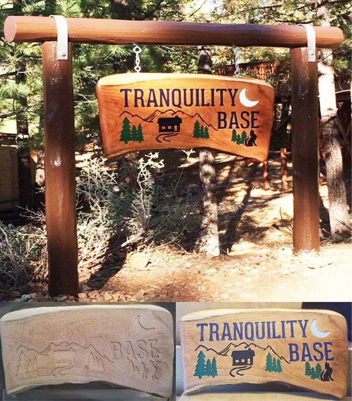 Hand Carved Custom Wood Live Edge Cabin & Cottage Engraved - Etsy