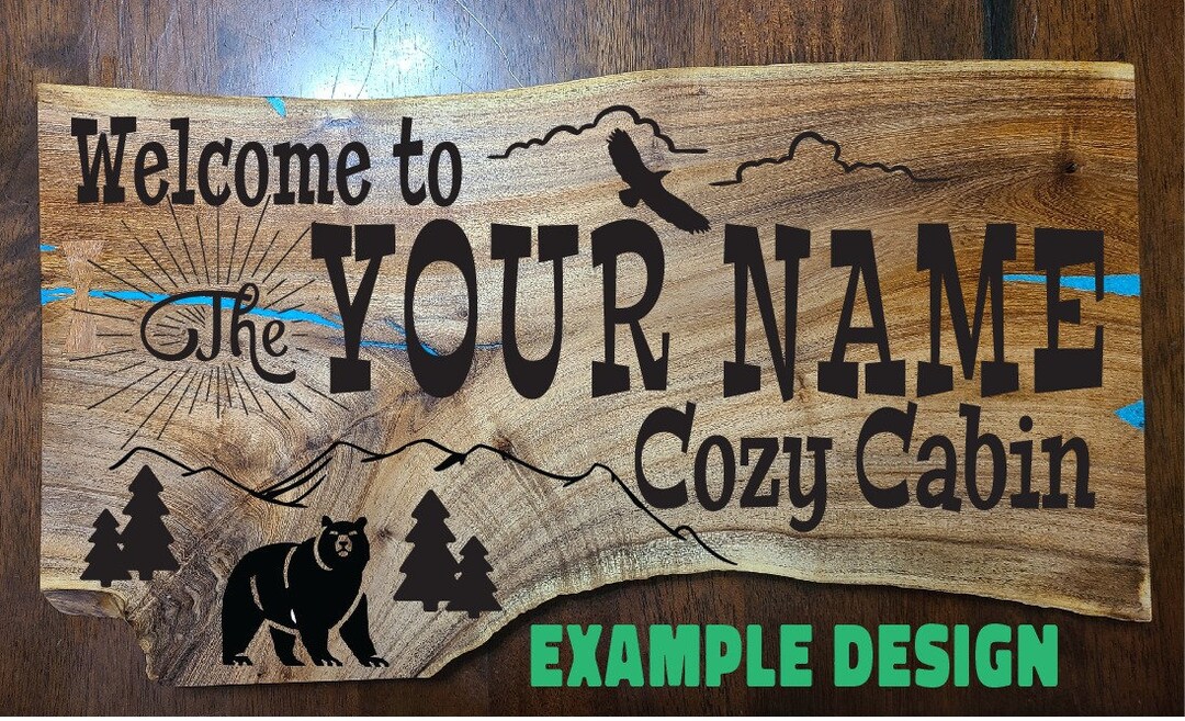 Hand Carved Custom Wood Live Edge Cabin & Cottage Engraved Sign ...