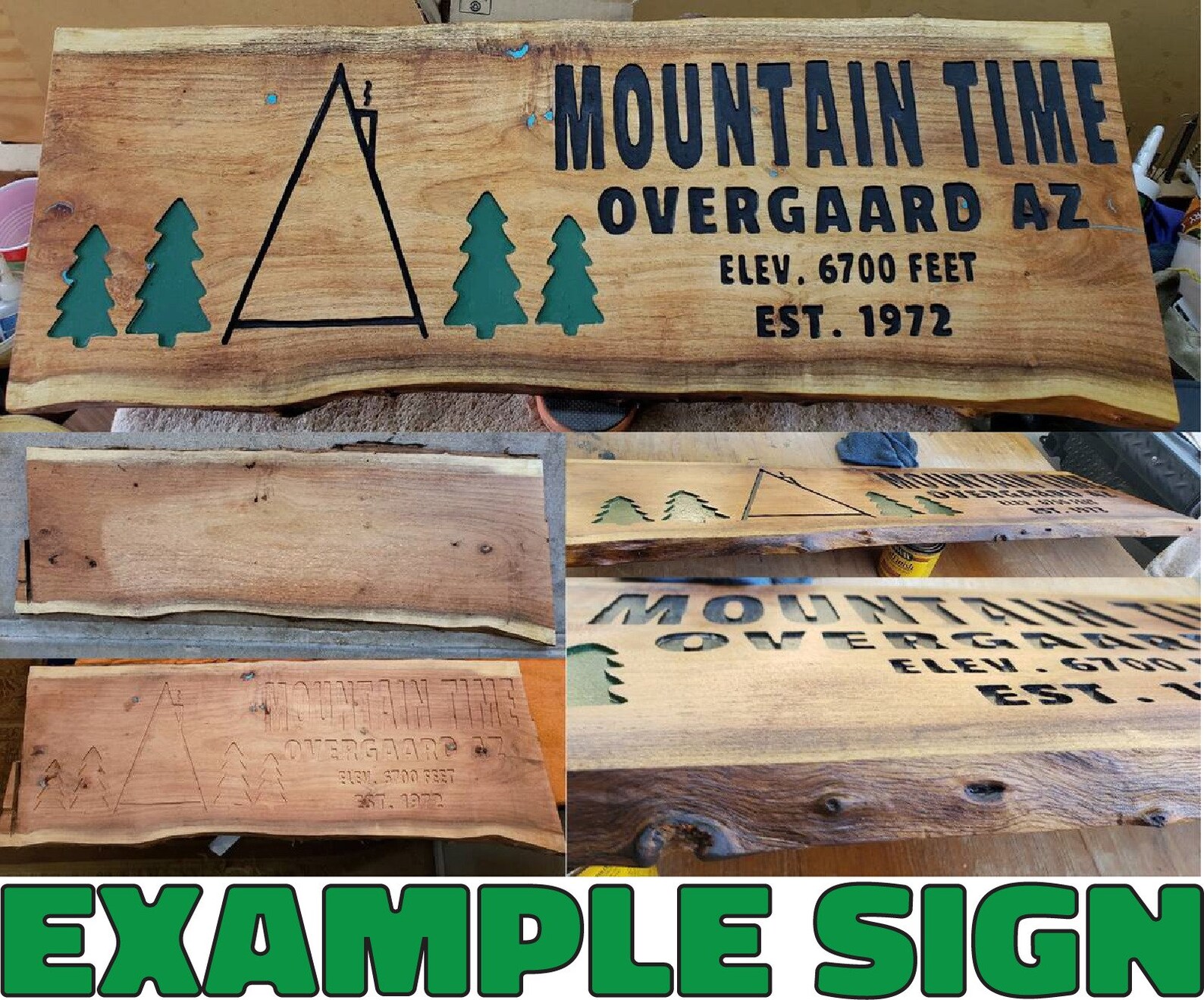 Hand Carved Custom Wood Live Edge Cabin & Cottage Engraved Sign ...