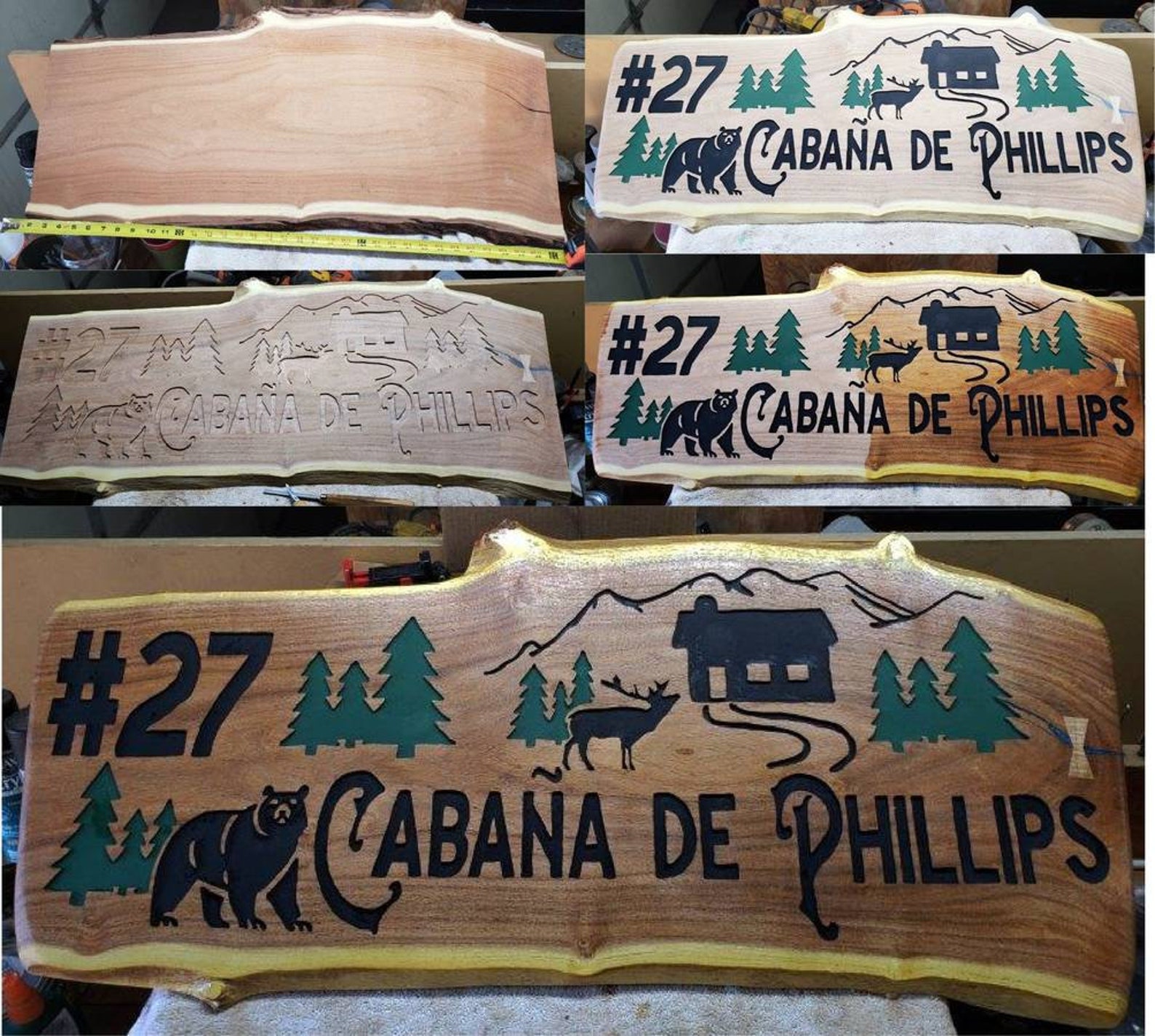 Hand Carved Custom Wood Live Edge Cabin & Cottage Engraved Sign ...