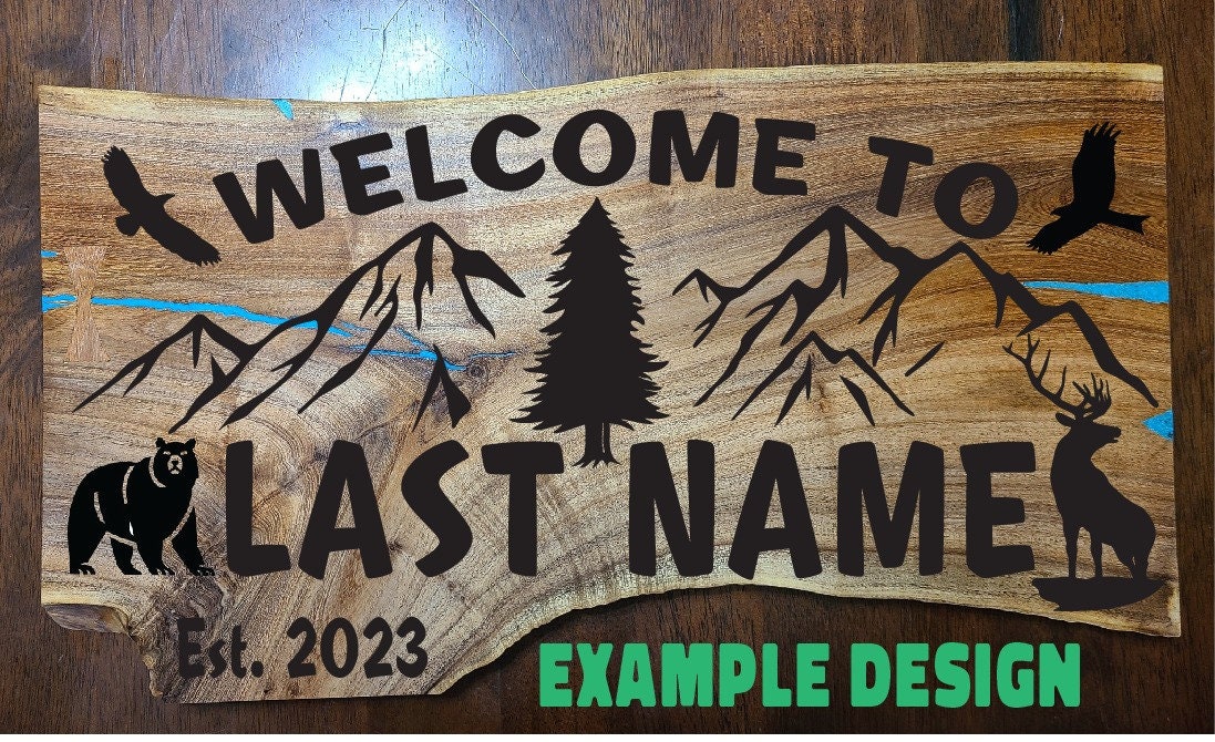 Hand Carved Custom Wood Live Edge Cabin & Cottage Engraved Sign ...