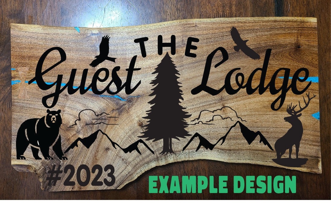 Hand Carved Custom Wood Live Edge Cabin & Cottage Engraved Sign ...