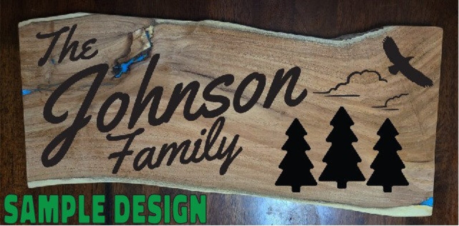 Hand Carved Custom Wood Live Edge Cabin & Cottage Engraved Sign ...
