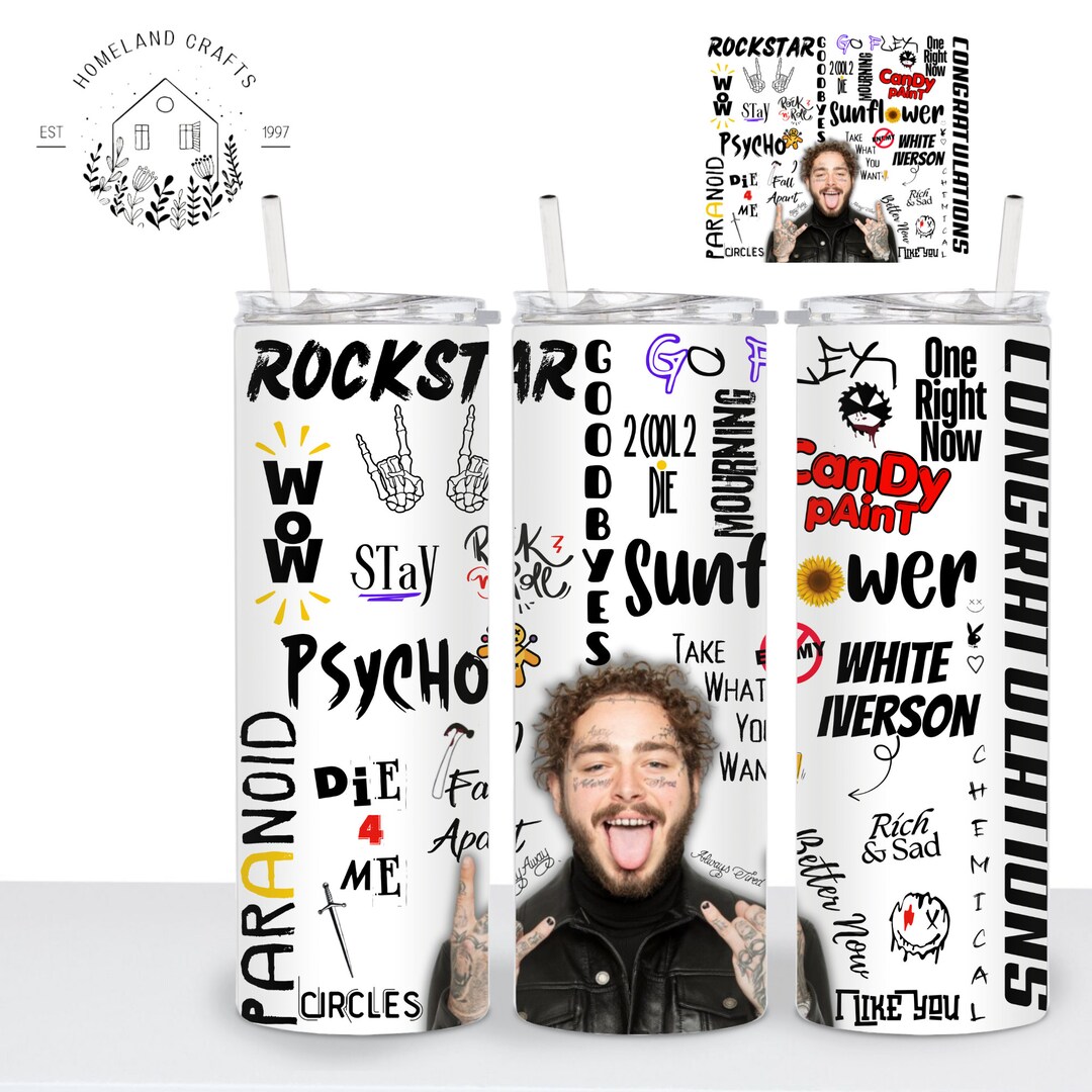 Post 20 Oz. Skinny Tumbler, Music Tumbler, PNG Wrap, Sublimation Design ...
