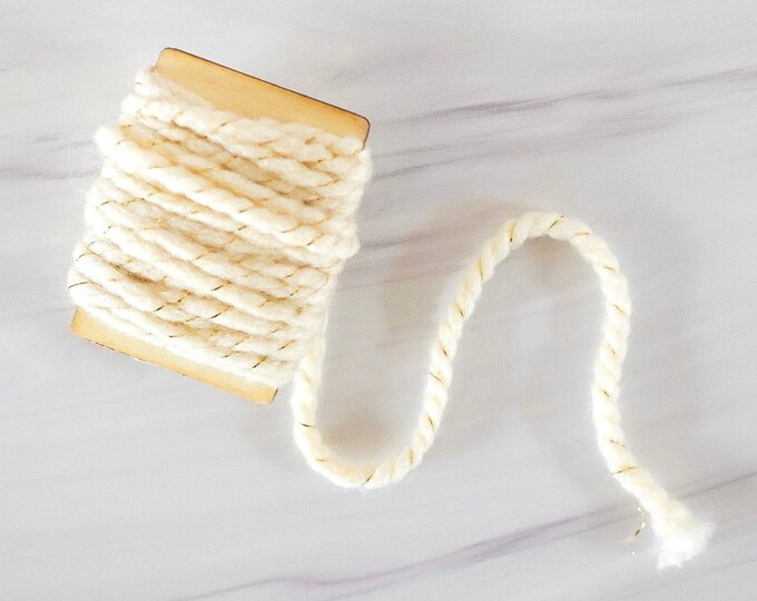 Ivory Gold Old-fashioned Chunky Twisted Yarn / Gift Wrap Ribbon / Gift ...