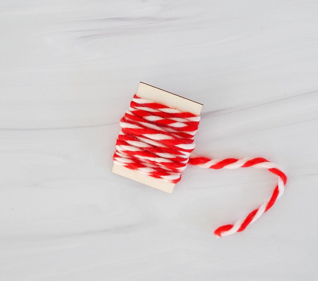 Bright Red and White Candy Cane Striped Yarn Ribbon / Gift Wrap Ribbon ...
