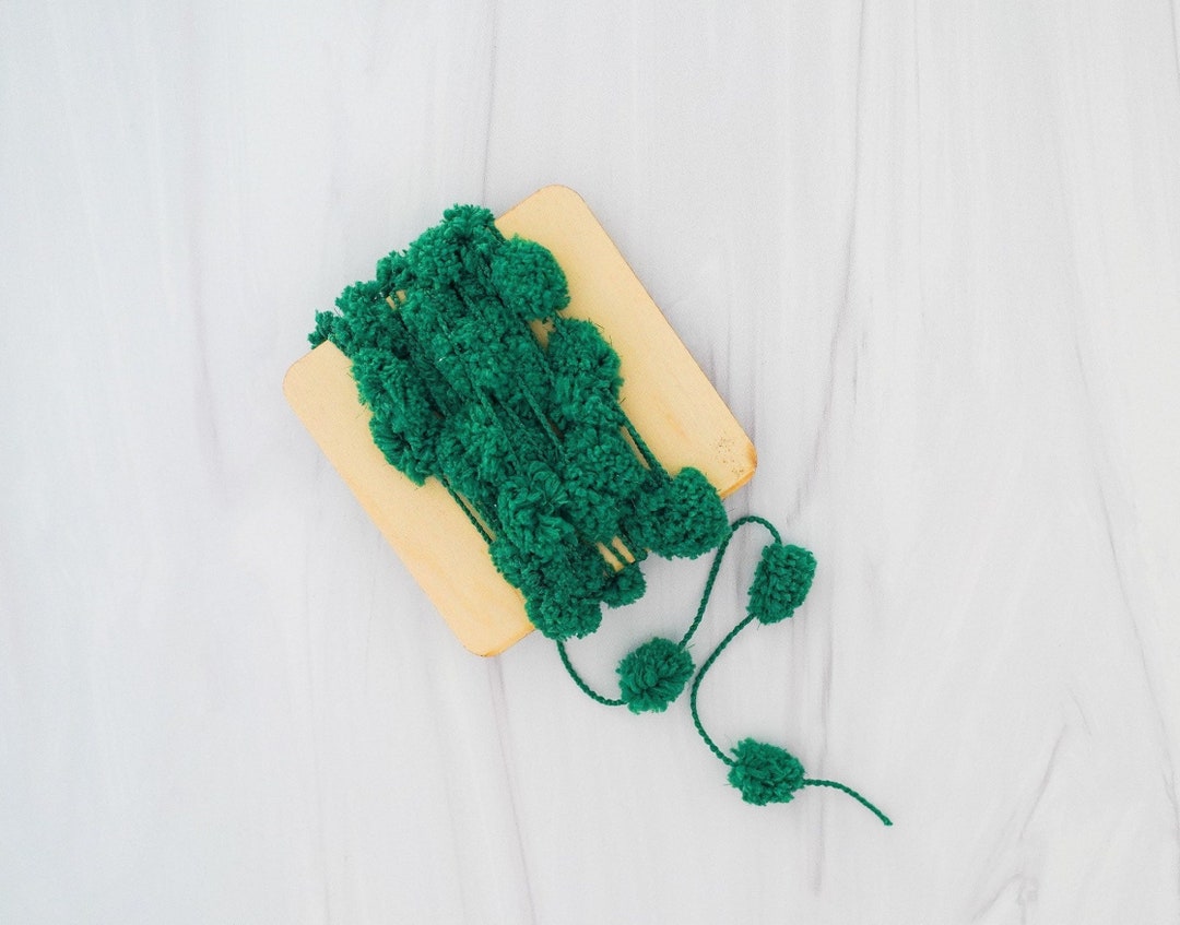 Dark Green Sparkly Pom Pom Ribbon Trim / Gift Packaging / Gift Wrap ...