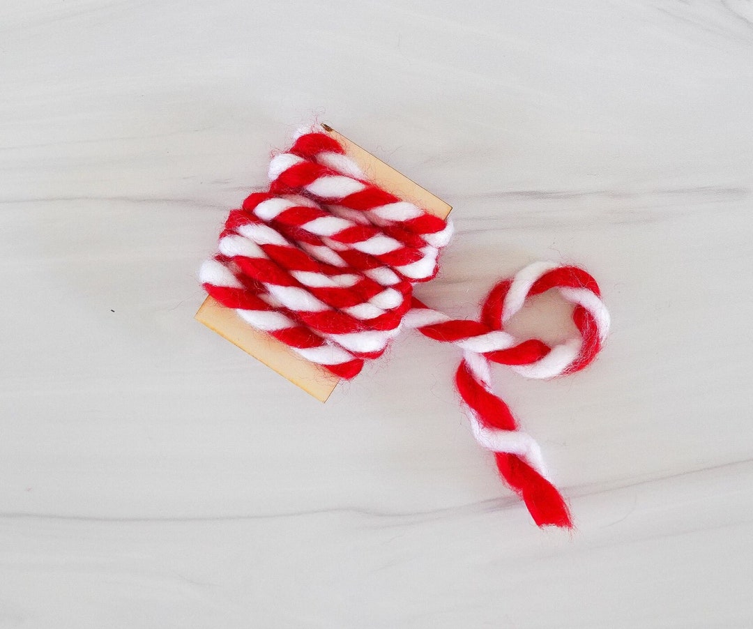 Chunky Red White Striped Old Fashioned Yarn / Gift Wrap Ribbon / Gift ...