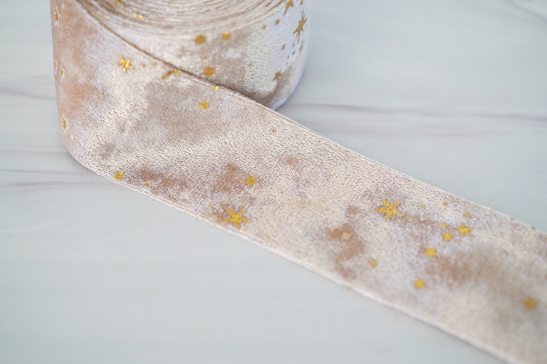 Champagne Velvet Gold Star Foil Ribbon / Luxury Ribbon / Christmas ...