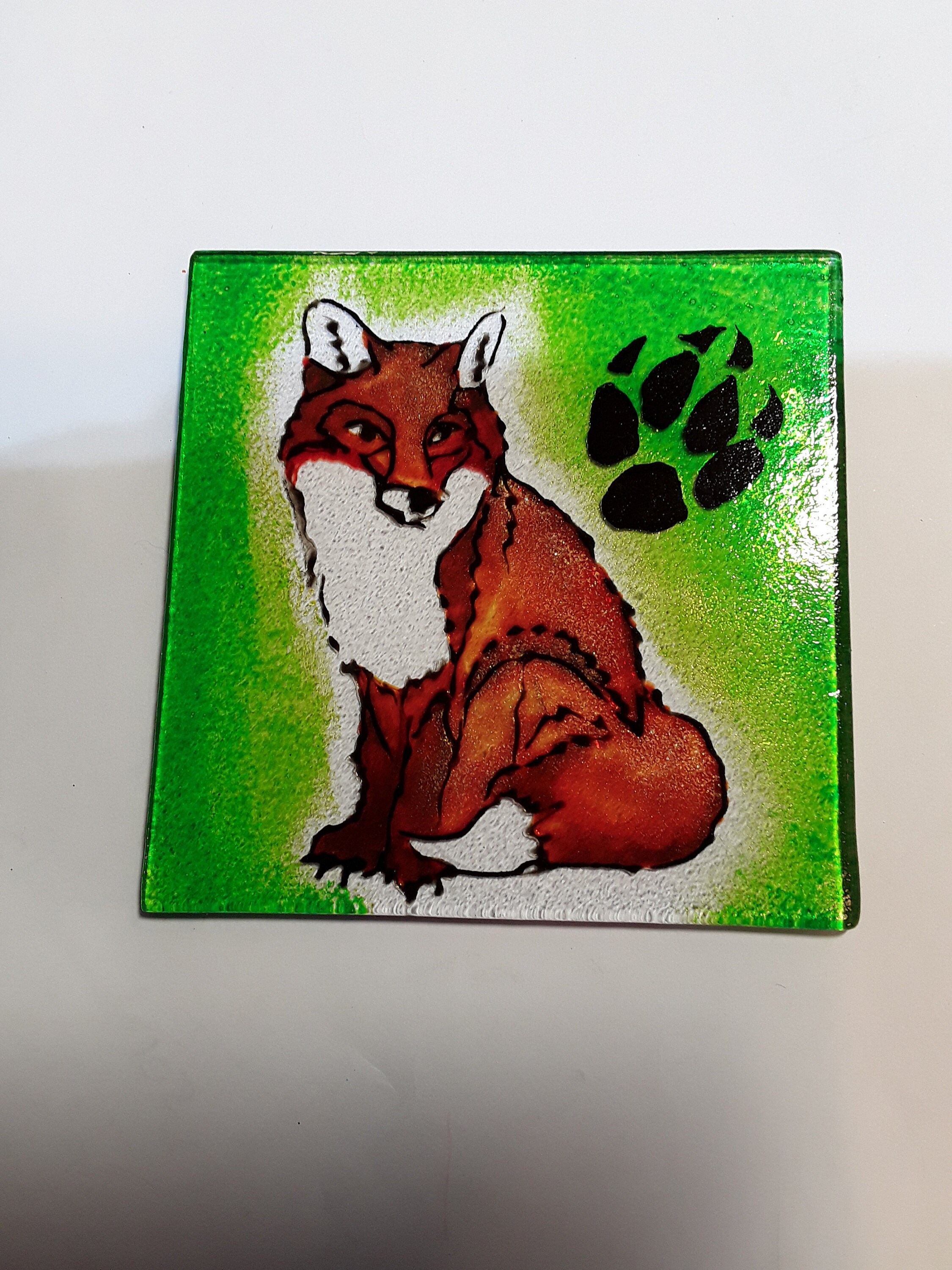 Hand Painted Glass Fox Suncatcher With Wirework Charms and - Etsy