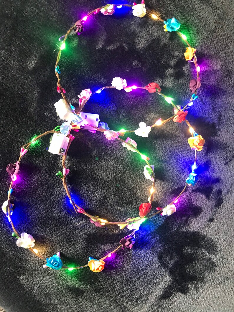 Hair garland with lights / crown flower head garland 20 | Etsy