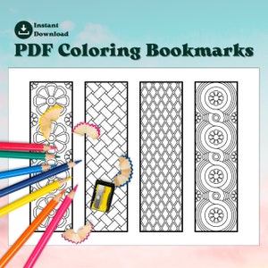 Printable Bookmarks PDF Coloring Cute Bookmark Stress Relief - Etsy