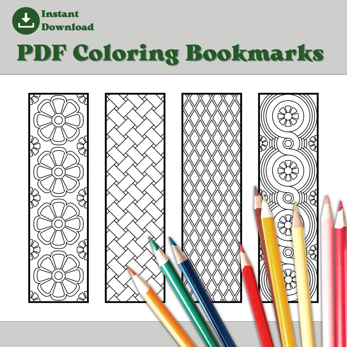 Printable Bookmarks PDF Coloring Cute Bookmark Stress Relief - Etsy