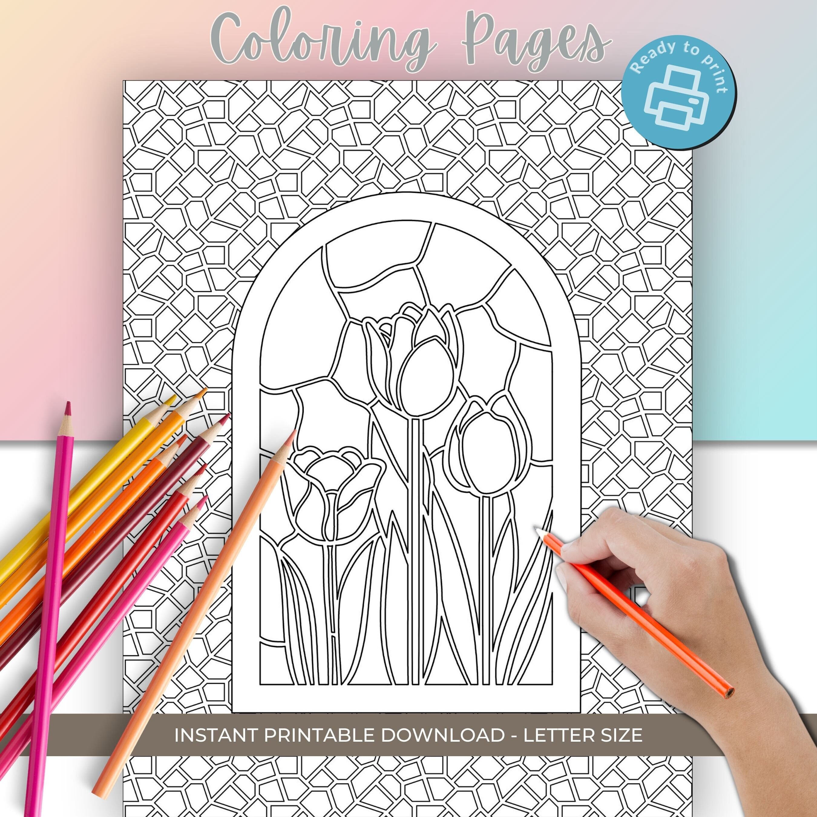 Flower Coloring Pages Floral Coloring Pages Relaxing Stress Relief ...