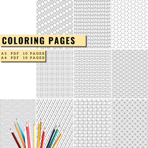 10 Printable Patterns Coloring Pages, A4 PDF Coloring,shapes Coloring ...