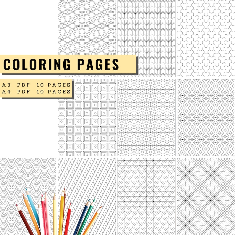 10 Printable Patterns Coloring Pages, A4 PDF Coloring,shapes Coloring ...