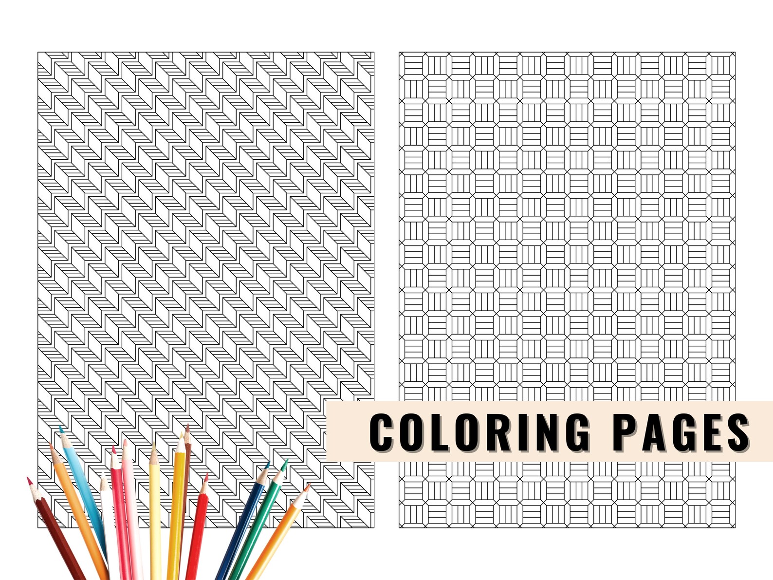 10 Printable PDF Geometric Coloring Pagesa3 A4 Adult PDF - Etsy