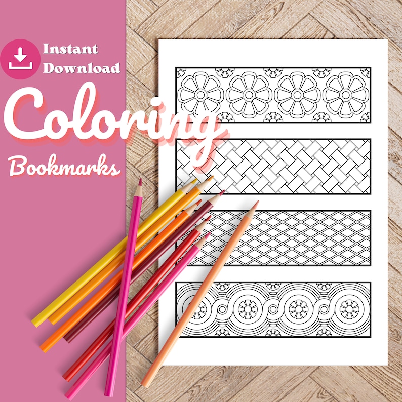 Printable Bookmarks PDF Coloring Cute Bookmark Stress Relief - Etsy