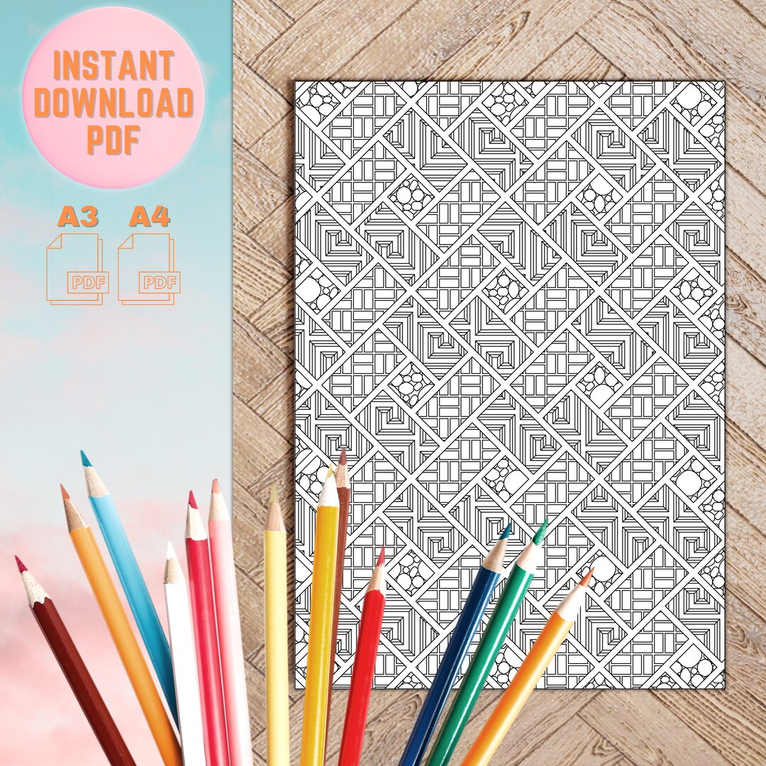 Zendoodle Geometric Art PDF Coloring Different Geometric - Etsy