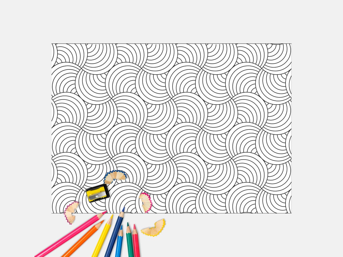Abstract Wave Pattern Coloring Page Retro Themed Therapeutic - Etsy