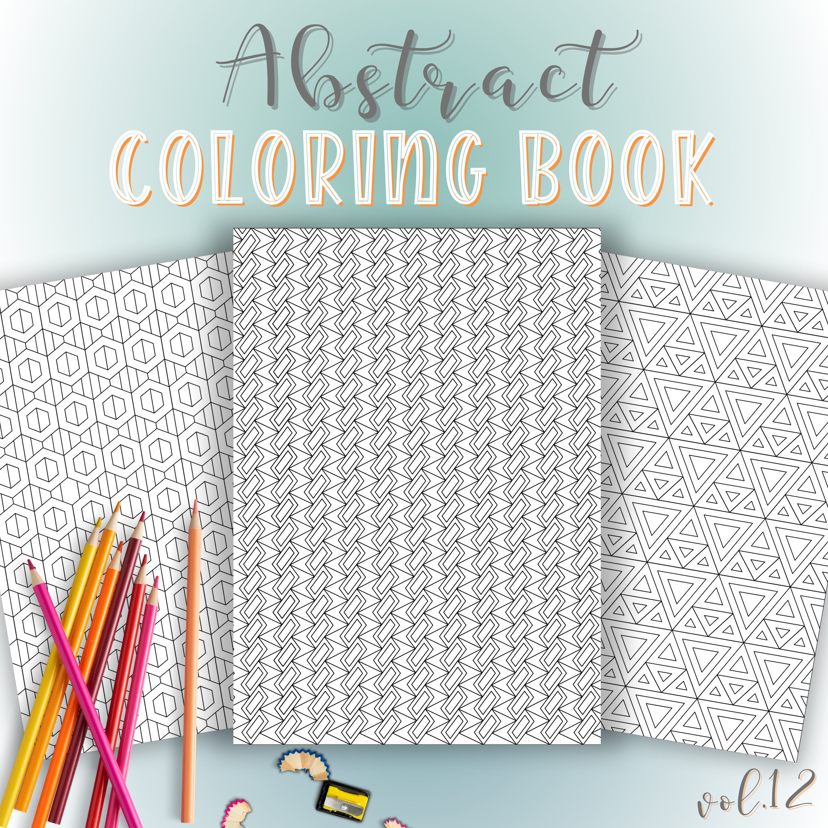 Geometric Shapes Adult Coloring Pages | Stress Coloring Book | Seamless ...